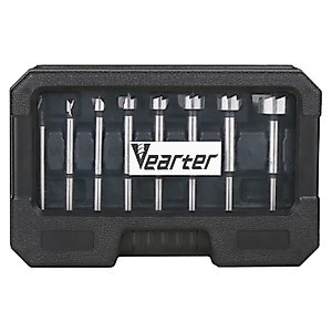 Vearter 8PCS/Set Forstner Drill Bits, 1/4'' to 1-3/8'' Round Shank Multi Sided Wood Drill Kit, Woodworking Self-Centering Hole Saw Tool for Solid Wood, MDF, Plastic, Particleboard, Plywood
