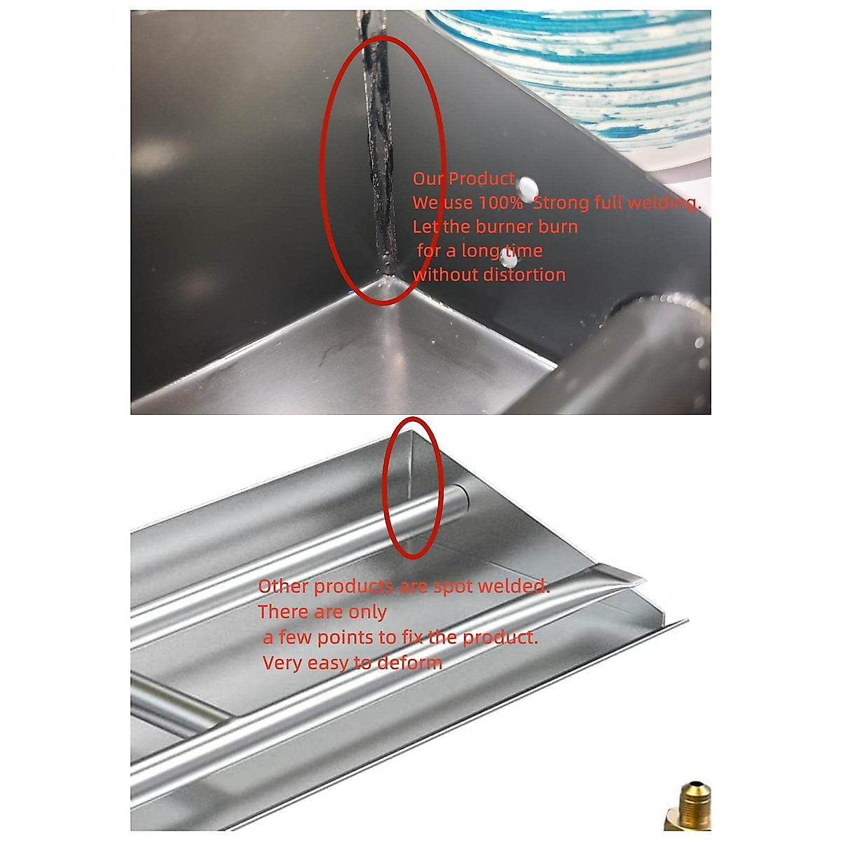 Americangaslos 18"-24" Burner Pan for Gas Fireplace Gas Fireplace Burner Gas fire pits Gas Logs Propane Burner (18 Inch Two Pipe)