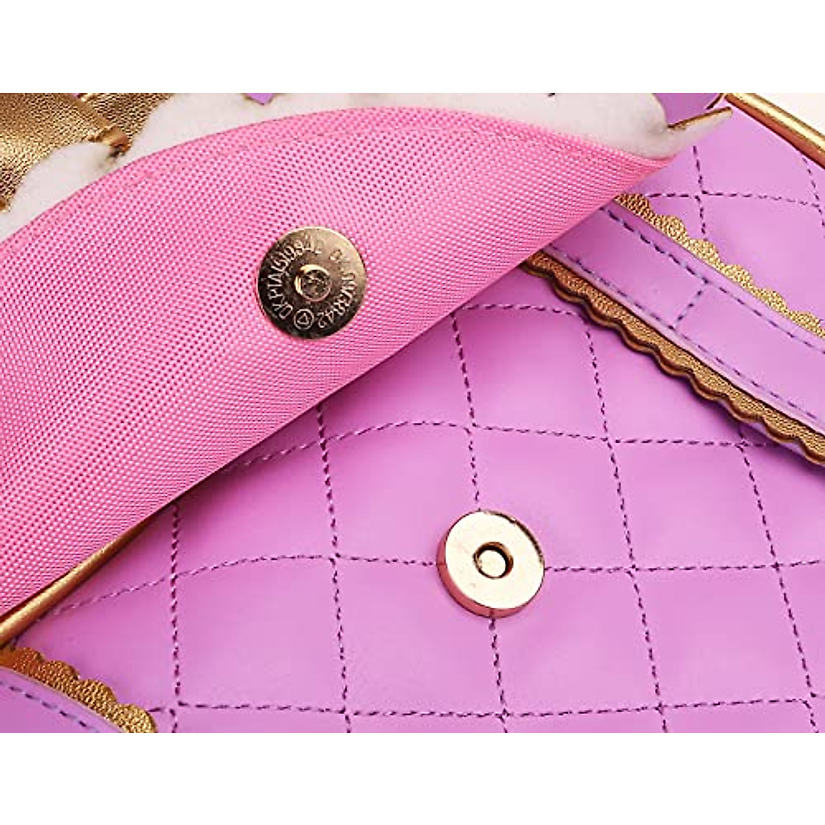 Gazigo Children Princess Waterproof PU Backpack for Elementary School Girls (Large:16.1 x 11.8 x 5.9 inch, Purple Backpack + Handbag)