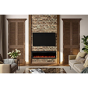 Bridgevine Home 60 inch Recessed and Wall Mounted Electric Fireplace - Modern Touch Screen Fireplace Insert with Adjustable Flame Color and Speed. Includes a Remote Control with Timer.