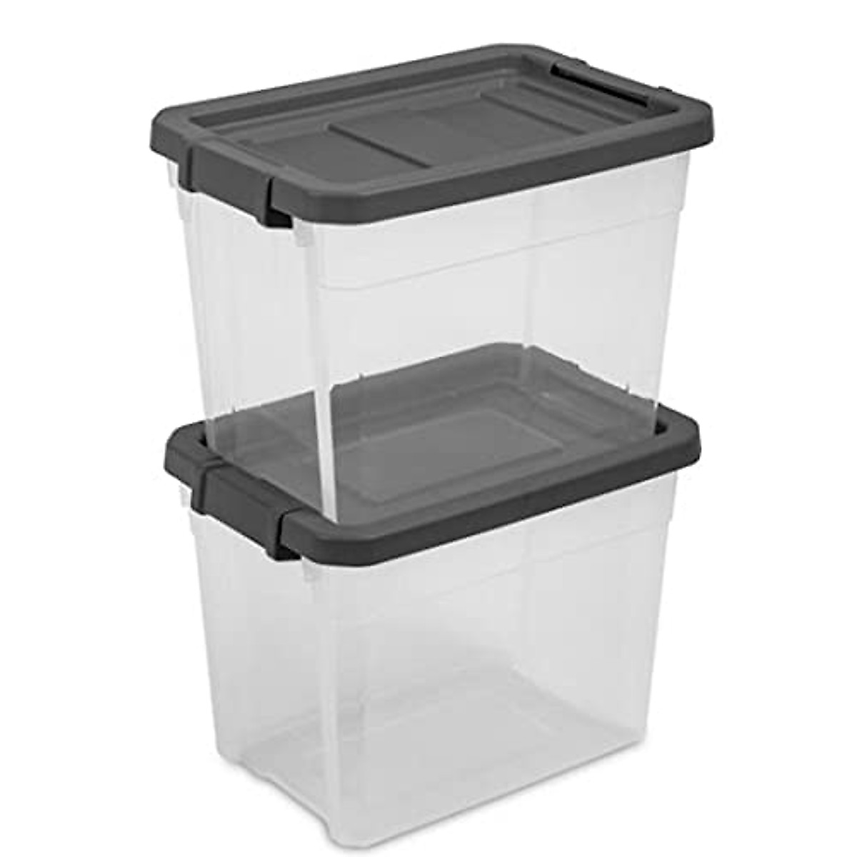 Sterilite 30 Quart Clear Plastic Stackable Storage Container Bin Box Tote with Grey Latching Lid Organizing Solution for Home & Classroom, 6 Pack