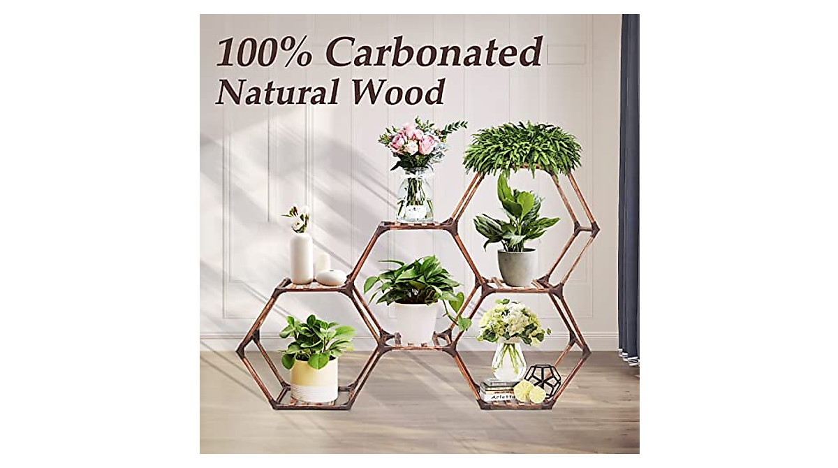 SUZAMI Hexagonal Plant Stand - Durable 7-Tier Indoor & Outdoor Shelves