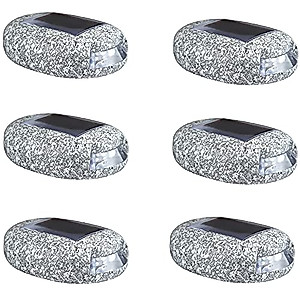 HULPPRE 6-Pack Solar Rock Lights,Decorative Stone Pathway Lights IP65 Waterproof Solar Deck Dock Lights,Step Lights,Solar Ground Lights,Road Studs/Markers for Sidewalk,Driveway,Pool