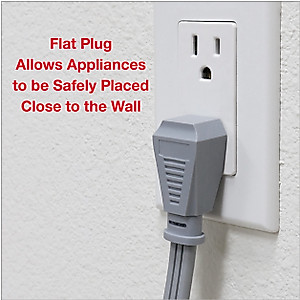 Clear Power 3ft 14/3 SPT-3 Air Conditioner Major Appliances Extension Cord, 3-Prong Grounded Right Angle Plug, Gray, CP10001