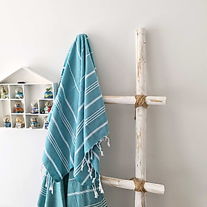 Cacala 100% Turkish Cotton Kitchen Tea Towels, Highly Absorbent Luxury Soft Quick Drying Dish Towel with Hanging Loop for Gym, Yoga, Bath, Sports, Cleaning and Kitchen (23 x 36), Aqua