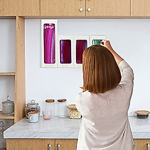 Ziplock Bag Storage Organizer for Drawer-Wood Ziplock Bag Storage Holds Kitchen Drawer or Wall Hanging, Holds Gallon, Quart, Snack Sizes, Sandwich Compatible with Hefty, Glad (Nature)