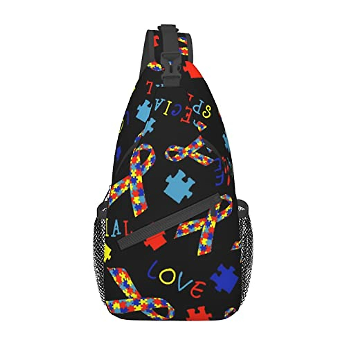 Autism Awareness Special Love Chest Crossbody Bag Lightweight Sling Backpack Unisex Chest Pack Shoulder Bag For Men Women