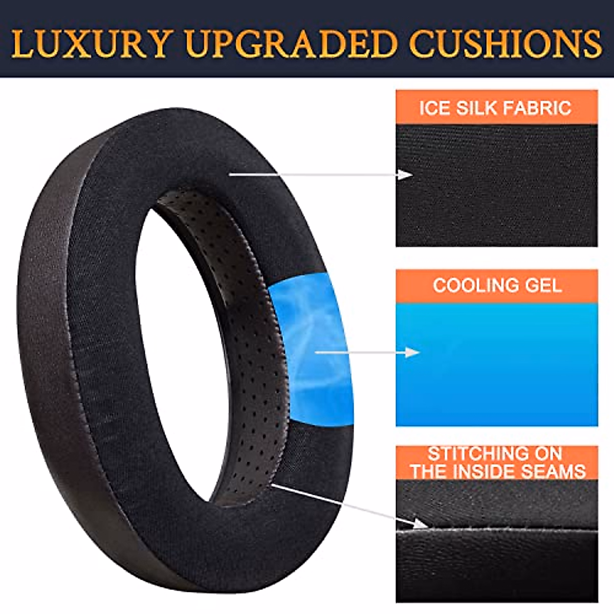 SOULWIT Cooling-Gel Earpads Cushions Replacement for Sennheiser HD650, HD660 S, HD600, HD6XX, HD58X, HD580, HD565, HD545, HD535 Headphones, Ear Pads with Noise Isolation Foam, Added Thickness