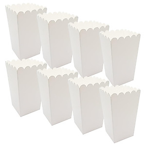 ccHuDE 24 Pcs Paper Popcorn Containers Boxes Tall Large Popcorn Bucket White Snack Box Cardboard Candy Boxes Popcorn Machine Accessories for Movie Night Favors