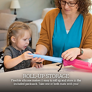 Klean Kids [2 Pack] Silicone Placemats for Toddlers (Mermaid and Princess) - Non Slip 2-Pack with Travel Bag - Princess & Mermaid - Baby Placemats That Stick to Table for Baby