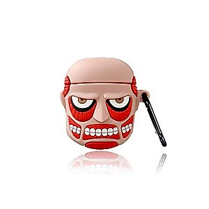 Used forAirpods 1&2 Charging Case Cover , Cute Cartoon Anime AirPods Case ,Silicone Airpods Cover with Keychain (Titan)