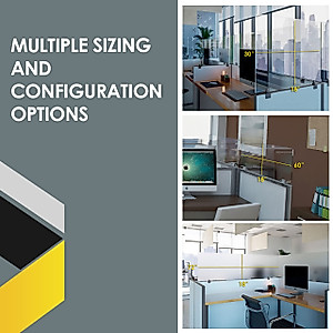 Obex 18" Frosted Acrylic Cubicle Mounted Privacy Panel with Large Brackets, Aluminum Frame, 18" x 60"