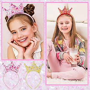 Jenaai 24 Packs Princess Crowns Headband Glitter Headbands Crown Party Favors Princess Birthday Party Decorations for Girls