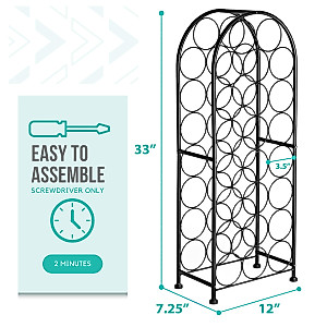 Sorbus Metal Wine Rack - Bordeaux Chateau Style Wine Cellar Stand - Holds 23 Bottles - Minimal Assembly (Black)