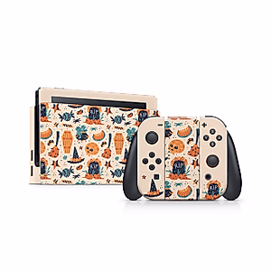 acky Design Spooky Skin Compatible with Halloween Nintendo Switch Skin Wrap Cover, Pumpkin Skin for Nintendo Switch Stickers, Premium Vinyl 3M Full Wrap Decal, Compatible with Joy-Con, Console, Dock