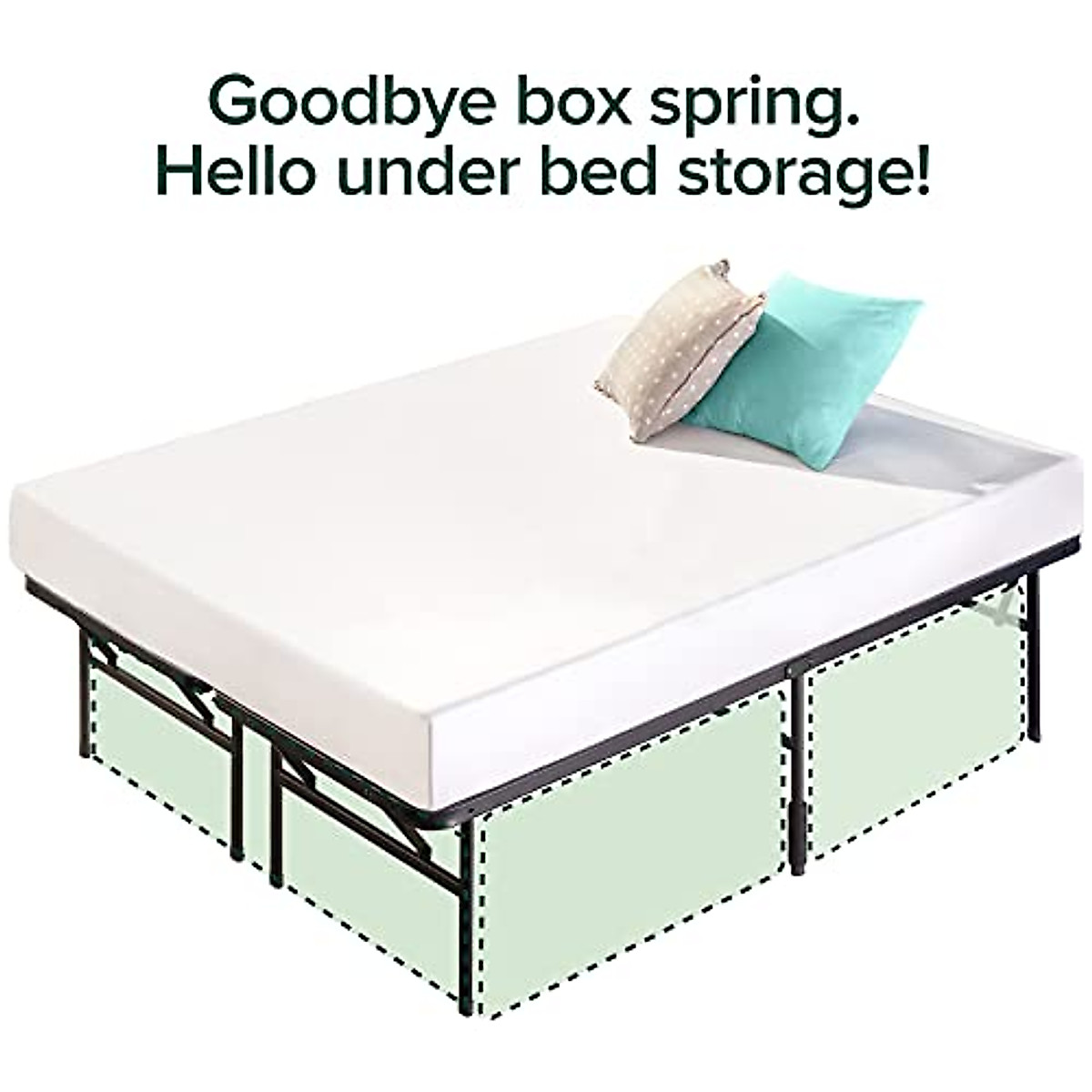 ZINUS SmartBase Tool-Free Assembly Mattress Foundation / 14 Inch Metal Platform Bed Frame / No Box Spring Needed / Sturdy Steel Frame / Underbed Storage, Cal King