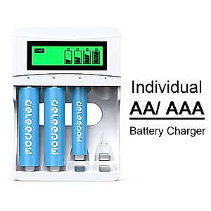 Deleepow 8 AA NiMH Rechargeable Batteries 3300mAh, 1.2V High Capacity 1200 Cycles Precharged, with LCD Display Charger, for Household, Cordless Phones, Remote Controls, Electronics