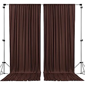 AK TRADING CO. 10 feet x 10 feet Brown Polyester Backdrop Drapes Curtains Panels with Rod Pockets - Wedding Ceremony Party Home Window Decorations