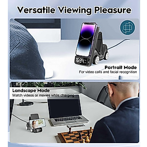 QFUP Forklift Wireless Charger Station for iPhone Charger for Apple Watch Charger for Airpods Charger, 6 in 1 Wireless Charging Station for Multiple Devices Apple Fast Wireless Desktop-Grey