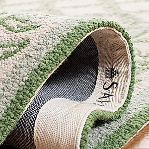 SAFAVIEH Chelsea Collection 1'8" x 2'6" Ivory / Light Green HK230B Hand-Hooked French Country Wool Accent Rug