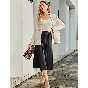 Avidlove Women's Flare 36" Long Satin Half Slip with Lace Trim(Black,L)