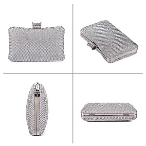 Pinprin Ladies Sparkly Rhinestones Evening Clutches Women's Crystal Diamante Evening Bag Prom Wedding Handbag Party Purse (B-Gold)