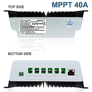 EPEVER MPPT Solar Charge Controller 40A 12V/24V Auto Common Negative Grounding with LCD Display Max PV 100V Solar Panel Battery Charging Regulator for Gel Flooded Sealed Lithium Battery (40A MPPT)