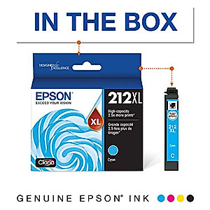 EPSON T212 Claria -Ink High Capacity Cyan -Cartridge (T212XL220-S) for Select Epson Expression and Workforce Printers