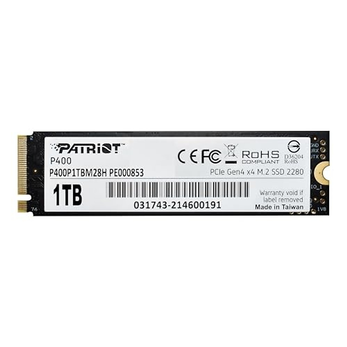 Patriot P400 1TB Internal SSD - NVMe PCIe M.2 Gen4 x 4 - Low-Power Consumption Solid State Drive - P400P1TBM28H