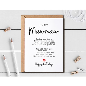 To My Mawmaw - Mawmaw Birthday Card - Mawmaw Is The Greatest Gifts In My Life - Birthday Card For Mawmaw - Gift For Mawmaw Card