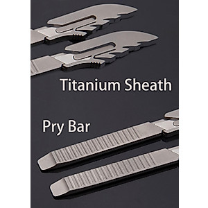 ainhue A5 Pocket Scalpel Utility Knife, 10pcs #24 Blades, 5 inch TC4 Titanium Pry Bar, EDC Multi-Tool Craft Knives for Box Opening, Paper Cutting