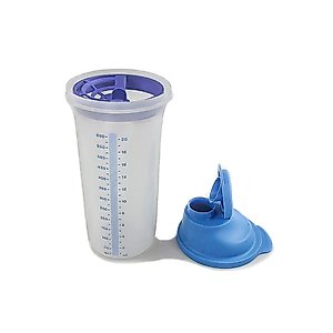 Tupperware Kenparazzi 600 ml XL Quick-Shake Shaker Mix Fix Mess Mixing Cup, Clear Blue
