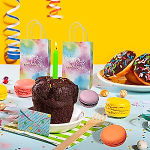 ECOHOLA Birthday Favors Gift Bags with Handle,30 pieces Gold Foil Birthday Kraft Paper Bags,Party Favor Bags for Goodie,Candy,Donut,Gifts - Size 9'(H) x5.5'(L) x3.2'(D)