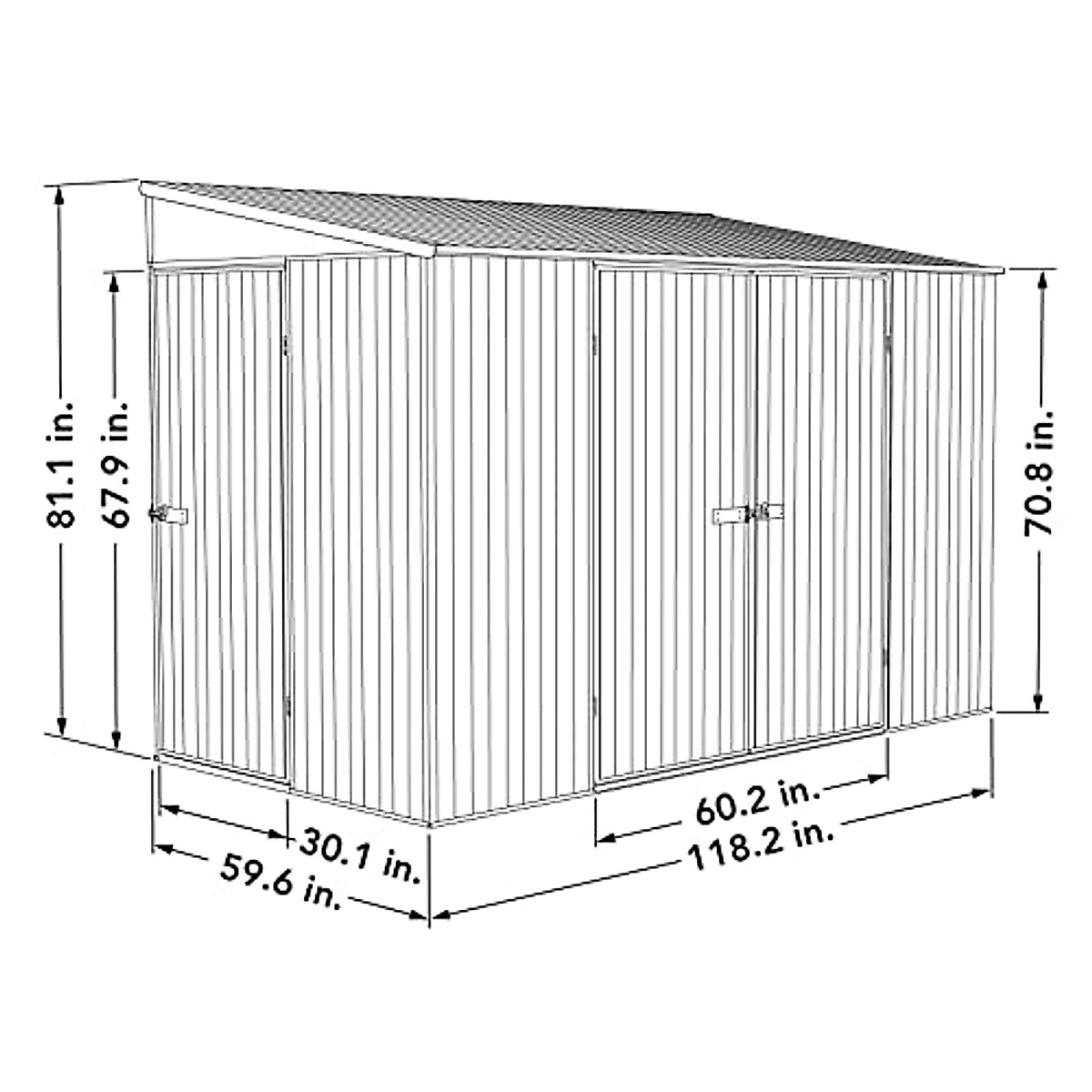 ABSCO Lean to 10 x 5 Ft. Metal Bike Shed, Aluminum and Steel Utility Tool Shed, Outdoor Storage for Backyard, Lawn, Bikes, 50 Sq. Ft., Woodland Gray