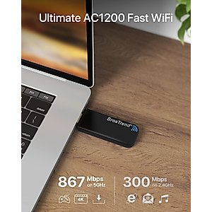 BrosTrend Universal WiFi to Ethernet Adapter, 300Mbps on 2.4GHz, WiFi to Wired Converter Wireless Bridge+BrosTrend 1200Mbps USB WiFi Network Adapter for Laptop, Desktop PC Bundle