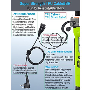 commountain CP200D CLS1410 Earpiece Compatible for Motorola Radios R2 CLS1110 CP100D CP200 CP185 BPR40 BPR40D DTR700 DTR650 RDU4100 RDU4160D RMU2040 RMU2080D CLS CP, G Earhook Headset Ear Piece-5 Pack