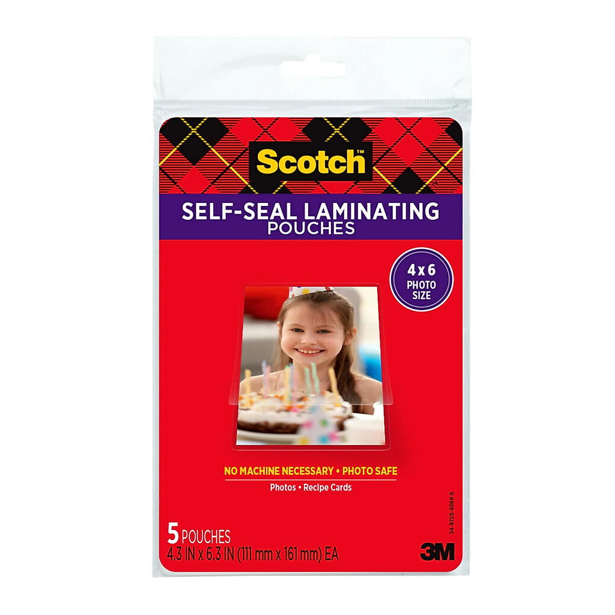 3 Pack of 5 Scotch 4 x 6 Inches Self-Sealing Laminating Pouches