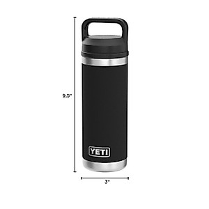 YETI Rambler 18 oz Bottle, Vacuum Insulated, Stainless Steel with Chug Cap, Black