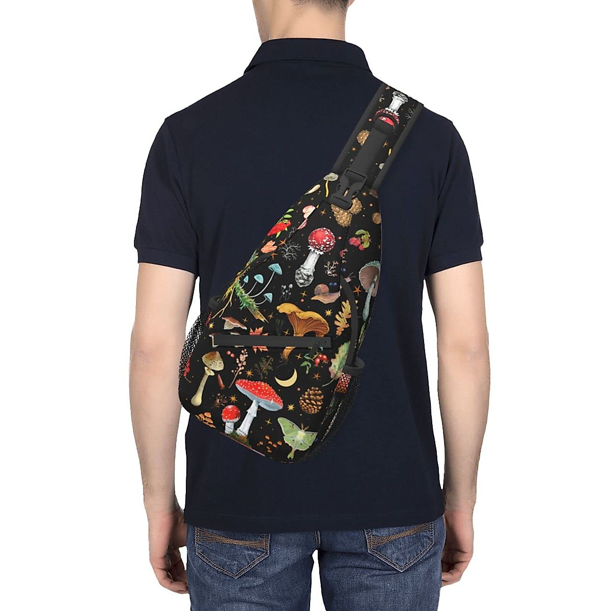 Mushroom Sling Backpack,Mushroom Gifts Crossbody Bag For Women Men Sling Bag Travel Hiking Shoulder Chest Bag Daypack Unisex