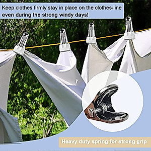30 Pack Heavy Duty Clothes Pins for Hanging Clothes,Stainless Steel Strong Clips for Clothes,Crafts,Beach Towel,Sock,Fabric,Utility Clips Drying Pegs Clamp for Outdoor Clothesline Clips (White)