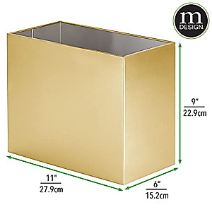 mDesign Tall Steel Floor Stand Toilet Paper Organizer, 4-Roll Tissue Storage Holder Container Bin for Bathroom, Fits Under Sink, Vanity, Shelf, in Cabinet, or Corner, Metro Collection - Soft Brass