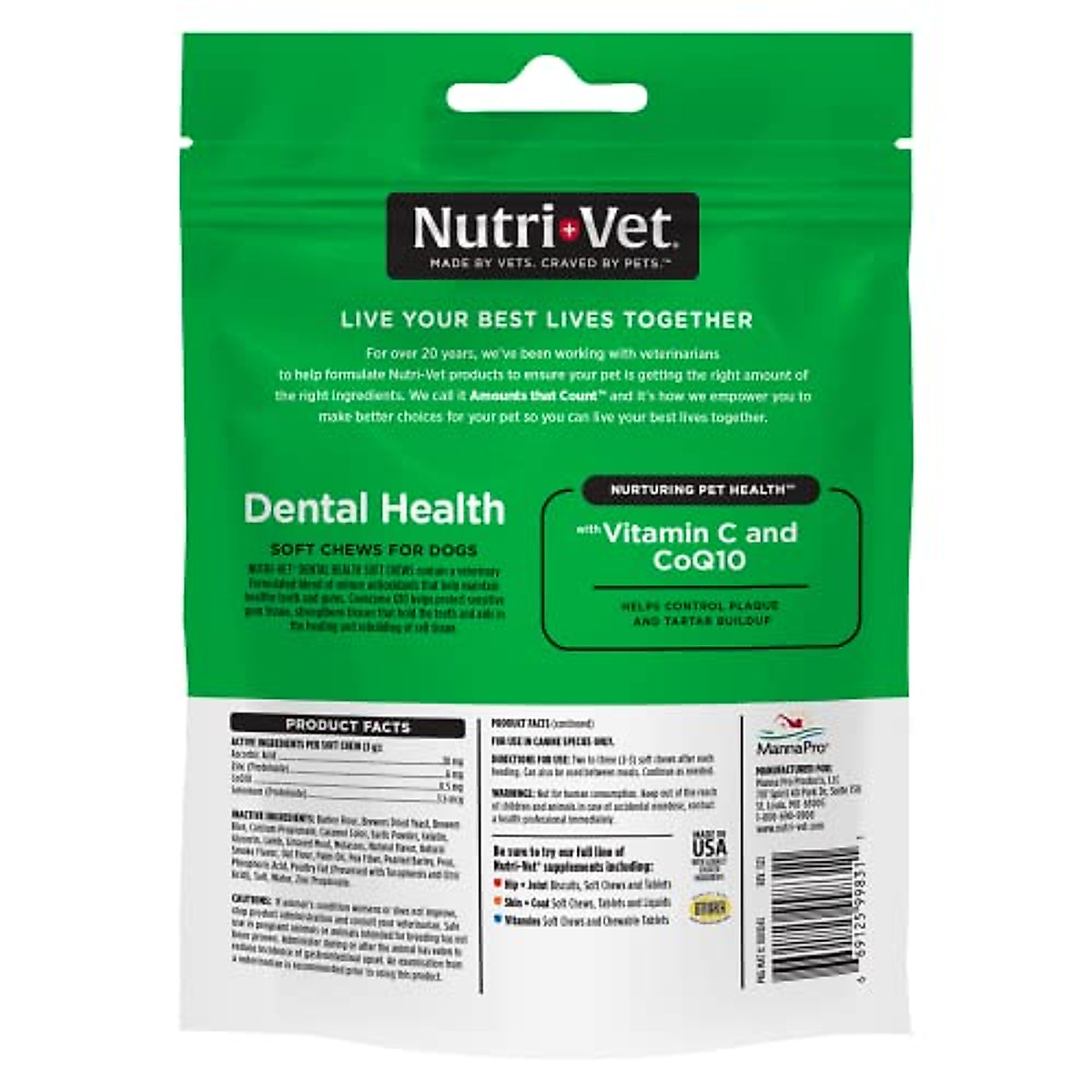 Nutri-Vet Dental Health Soft Chews for Dogs | Helps Control Plaque and Tartar Buildup | Natural Hickory Smoke Flavor | 70 Count
