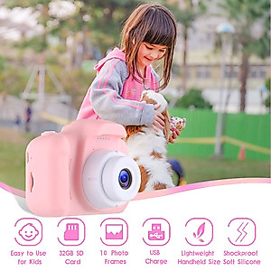 NINE CUBE Kids Digital Camera,Children's Digital Camera for Boys Girls Age 3-5,Toddler Camera for 3 4 5 6 7 Years Old Christmas Birthday Gifts,Mini Toys Camera for Toddler with 32GB SD Card