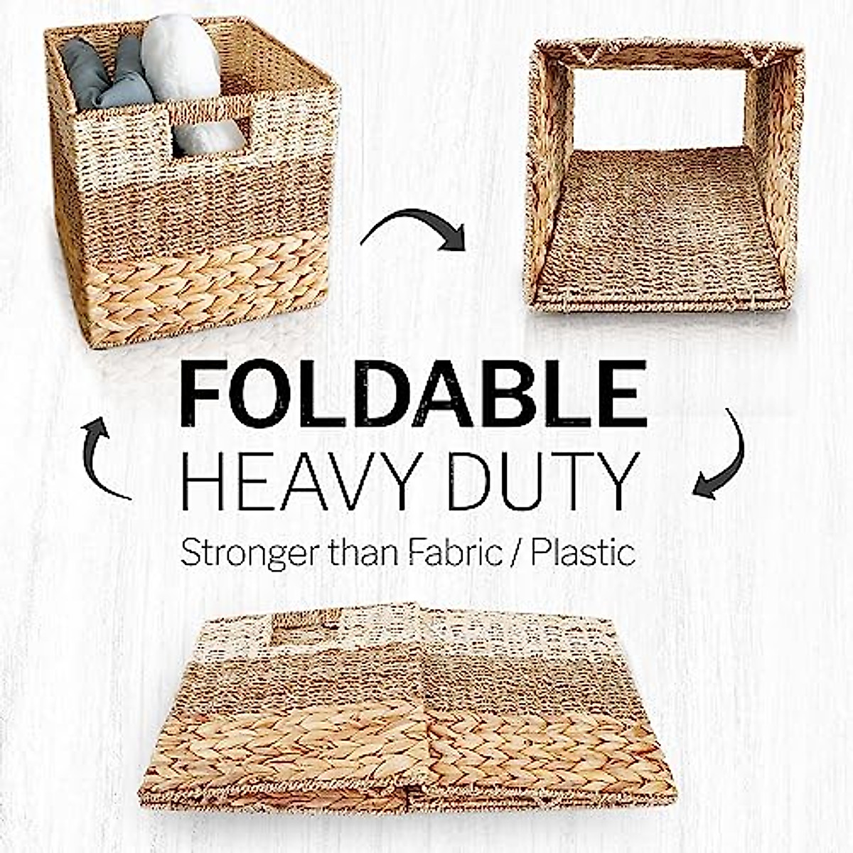 CHI AN HOME Wicker Hyacinth Storage Cubes + Bathroom Baskets