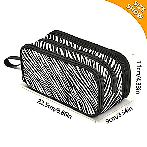 Kigai Large Pencil Case Zebra Print Organizer Pencil Bag for Boys Girls School Office Stationery Box with Zipper