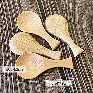 HYMAOME 4pcs Wooden Tea Spoons Little Salt Scoop Small Natural Wood Spice Jars Spoon for Scooping Jam/Ice Cream/Honey/Coffee/Sugar/Butter
