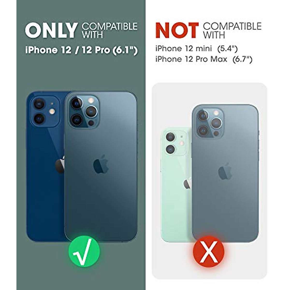 Clayco Forza Series Case for iPhone 12/12 Pro 6.1 inch (2020 Release), Built-in Screen Protector, Dual Layer Rugged Cover with Full-Body Soft TPU Bumper (Black)