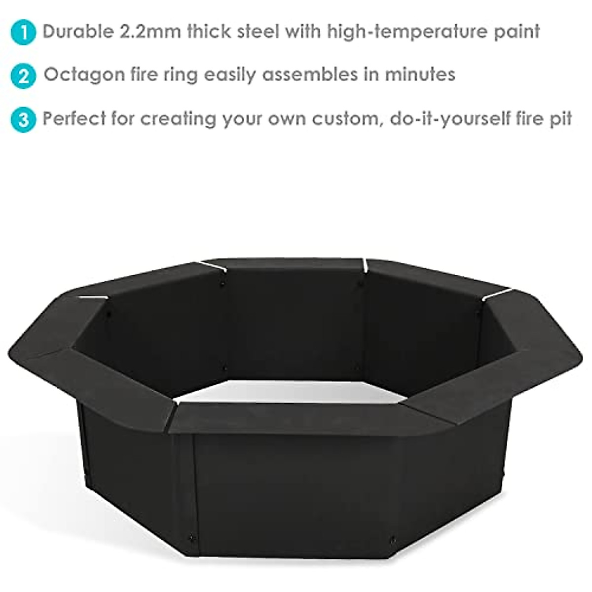 Sunnydaze 2.2mm Thick Steel Above-/In-Ground Octagon Fire Pit Insert - 38 Inches W