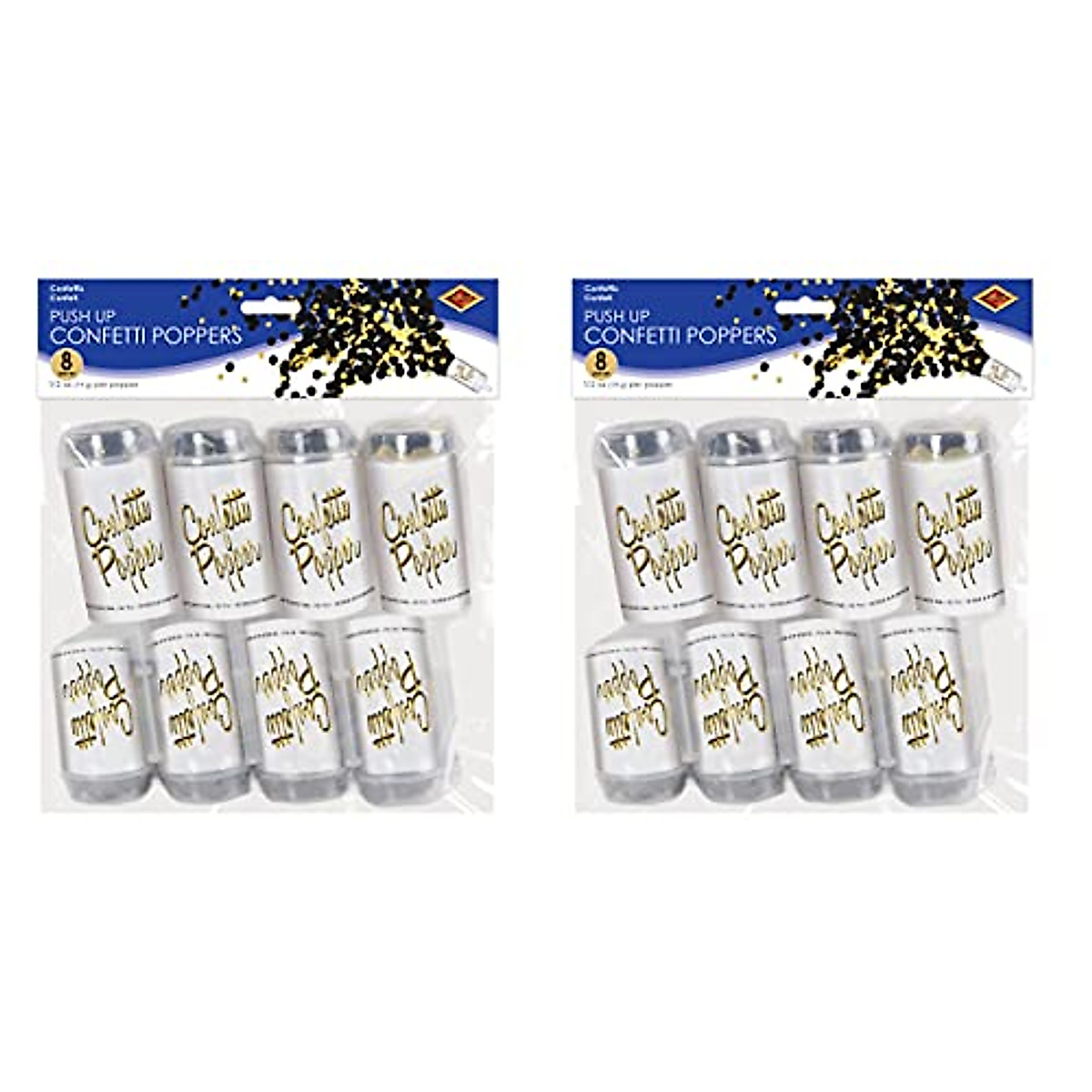 Beistle, Black/Gold Confetti Push Ups, 6.75"