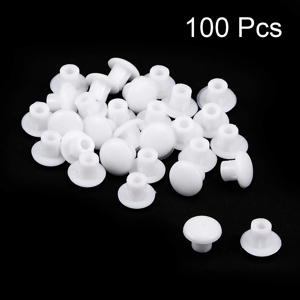 uxcell Shelf Peg Hole Plugs 5mm Dia Clear White Plastic Tube Cover for Nail Cabinet Button Bracket Cupboard Bookshelf Bookcase Adjustable Shelf Closet 100Pcs